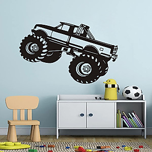 JUEKUI Big Truck Car Wall Decal Stickers Supersize SUV Super Truck Boys Bedroon Living Room Decoration Wall Decor Poster WS107 (Black)