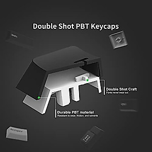 WOB Keycaps 168 Keys, Double Shot PBT Custom Keycap Set, Minimalist Style White on Black Cherry Profile Keyboard Keycaps for Cherry Gateron MX Switches Mechanical Keyboard