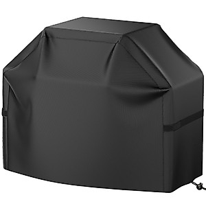 Grill Cover, BBQ Grill Cover, Waterproof, Weather Resistant, Rip-Proof, Anti-UV, Fade Resistant, with Hook-and-Loop Straps, Gas Grill Cover for Most Grills, 48 inch, Black