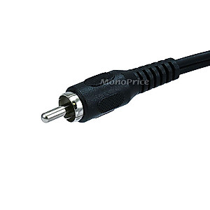 Monoprice Audio/Stereo Cable - 0.5 Feet - Black | RCA Plug/2 RCA Jack, Mono Source to Stereo System