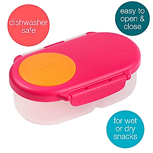 b.box Snackbox for Toddlers, Kids | Mini bento box, Lunch box | Leak Proof, 2 Compartments | BPA free, Dishwasher safe, Freezer safe (Strawberry Shake, 12 fl oz capacity)