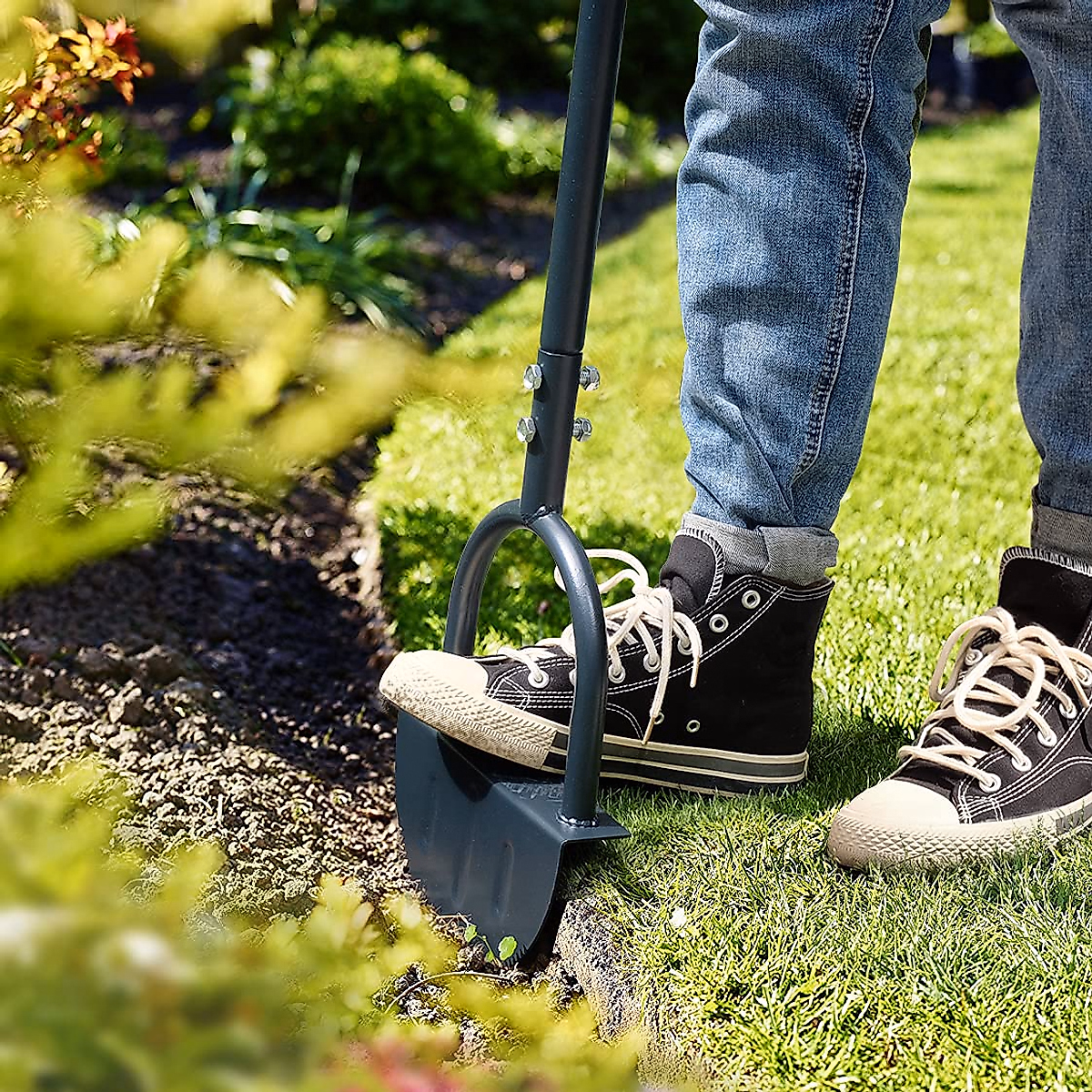 Colwelt Saw-Tooth Edger Lawn Tool, Half Moon Lawn Edger with T-Grip, Sidewalk Grass Long Handled Step Edger, 38-Inch