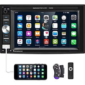UNITOPSCI Double Din Car Stereo 6.2 Inch Touch Screen Bluetooth Car Radio Mirror Link Car Multimedia Player FM/AUX Audio/USB/TF Card/DVR Input MP5 Player with Remote Control,Steering Wheel Control
