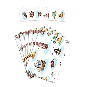 CENTRAL 23 Boy Wrapping Paper - 6 Sheets Gift Wrap - Pirates Ship Island Adventure Sea - Birthday Wrapping Paper For Kids - Comes With Fun Stickers