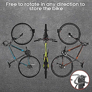 Vousile Swivel Bike Wall Mount, Bicycle Storage Garage Rack Hook with Tire Spacer, Heavy Duty Vertical Rotatable Bike Rack for Fat Tire