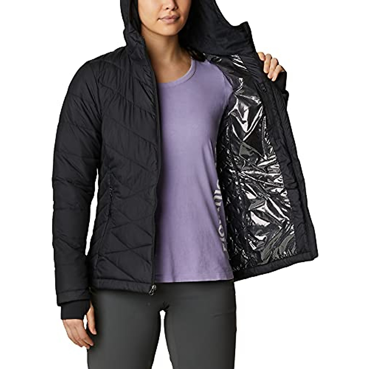 Columbia Women's Heavenly Hooded Jacket, Black, 3X Plus