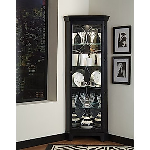 Pulaski Corner Curio, 27 by 15 by 74-Inch, Black