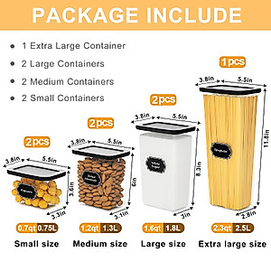 Nifogo Airtight Food Storage Containers with Lids 7 Pack, kitchen Storage Containers, Kitchen and Pantry Organization Set, for Cereal, Flour, Sugar, Pasta, Dry Food, Include 60 Labels