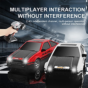 GoolRC RC Drift Car, 1:16 Scale Remote Control Car, 4WD RC Cars, 30KM/H High Speed RC Racing Car with LED Lights, and Drifting Tire for Kids and Adults (White)