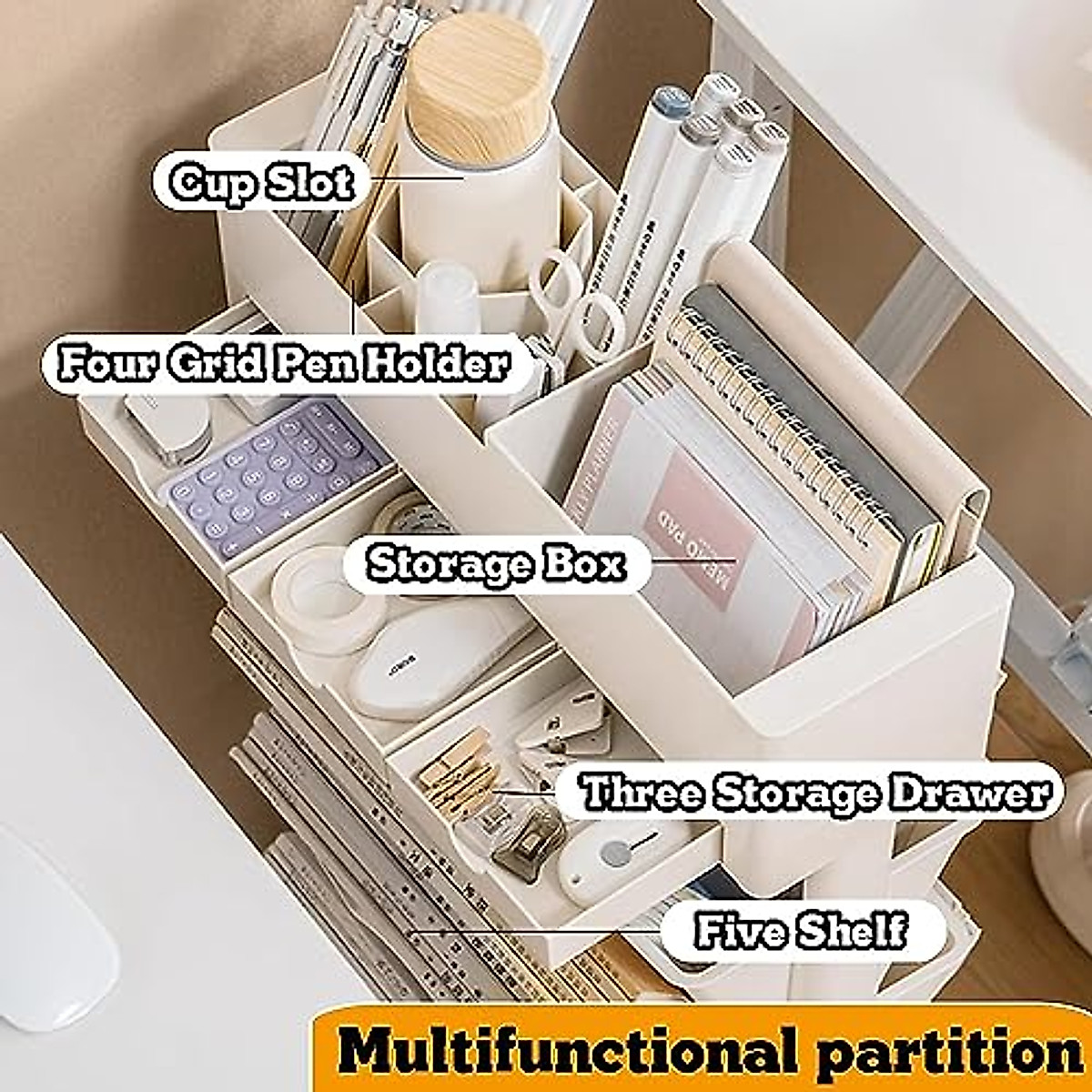 Function Home Bookcase, 6 Tier Rolling Utility Cart, 6 Tier Movable Bookshelf Bookcase, Mobile Book Cart, Rolling Office Paper Organizer, Slim Cart Movable Bookshelf for Office, Classroom (blue)