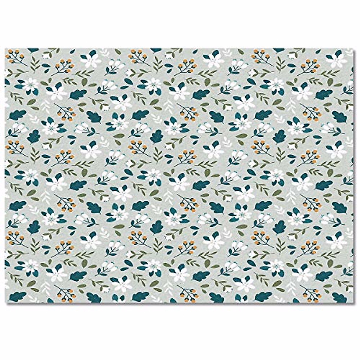 Area Rugs for Living Room, White Flowers Green Background Modern Indoor Anti-Fading Doormat Entryway Mat Door Mat for Hallway, Kitchen, Bedroom, Area Carpet Decor 2'7"x5'