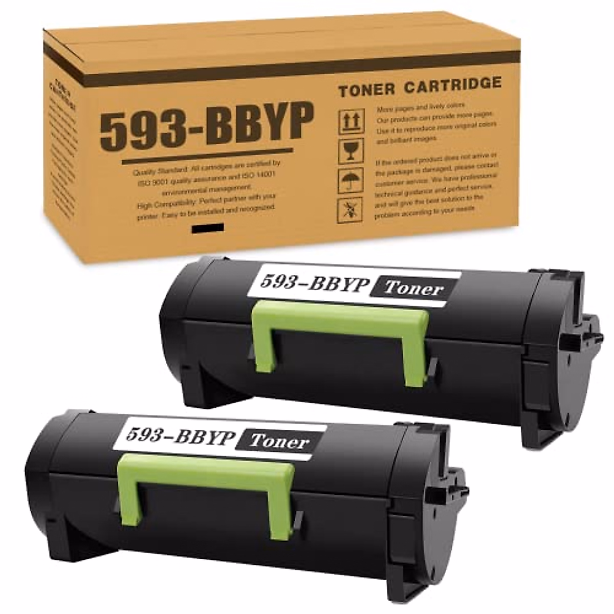 2-Pack 593-BBYP Toner Cartridge Replacement for DELL 593-BBYP S2830 S2830dn Printer.