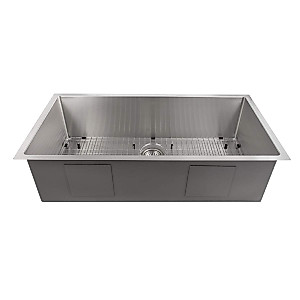ZLINE 33" Meribel Undermount Single Bowl Stainless Steel Kitchen Sink with Bottom Grid (SRS-33)