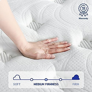 Olee Sleep King Mattress, 10 Inch Plush Cloud Hybrid Mattress, Gel Infused Memory Foam, Pocket Spring for Support and Pressure Relief, CertiPUR-US Certified, Bed-in-a-Box, Soft, King Size