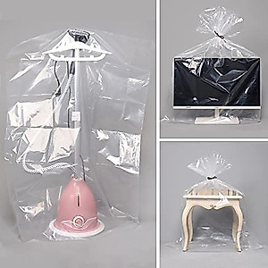 6 Pack 32*47 inches 2 Mil Clear Plastic Storage Bags Giant Moving and storage bag for Blanket Clothes and Big Plush Toys Luggage, Suitcase, Comforter, Chair,Reusable(Include 10 Brown Ties,Flat)