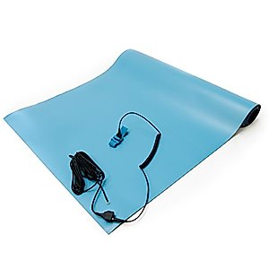 Bertech -ESD High Temperature Mat Kit, 18 Inches Wide x 30 Inches Long x 0.08 Inches Thick, Blue, Includes a Wrist Strap and Grounding Cord, RoHS and REACH Compliant (Assembled in USA) Product Name