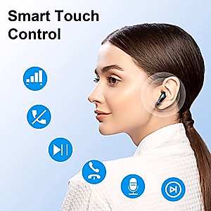 Wireless Earbud, ROMOKE Bluetooth 5.3 Headphones 35H HiFi Sterero Bluetooth Earbud with HD Mic, Dual LED Wireless Earphones Ear buds Sport IP7 Waterproof USB-C Mini Charging Case for Android iOS[2022]