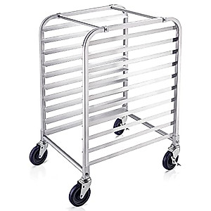 HARDURA Sheet Pan Rack,10 Tier Bun Pan Rack Commercial Bakery Rack with Wheels, Aluminum Racking NSF Listed Cooling Trolley for Kitchen, 20"x26"x38"H