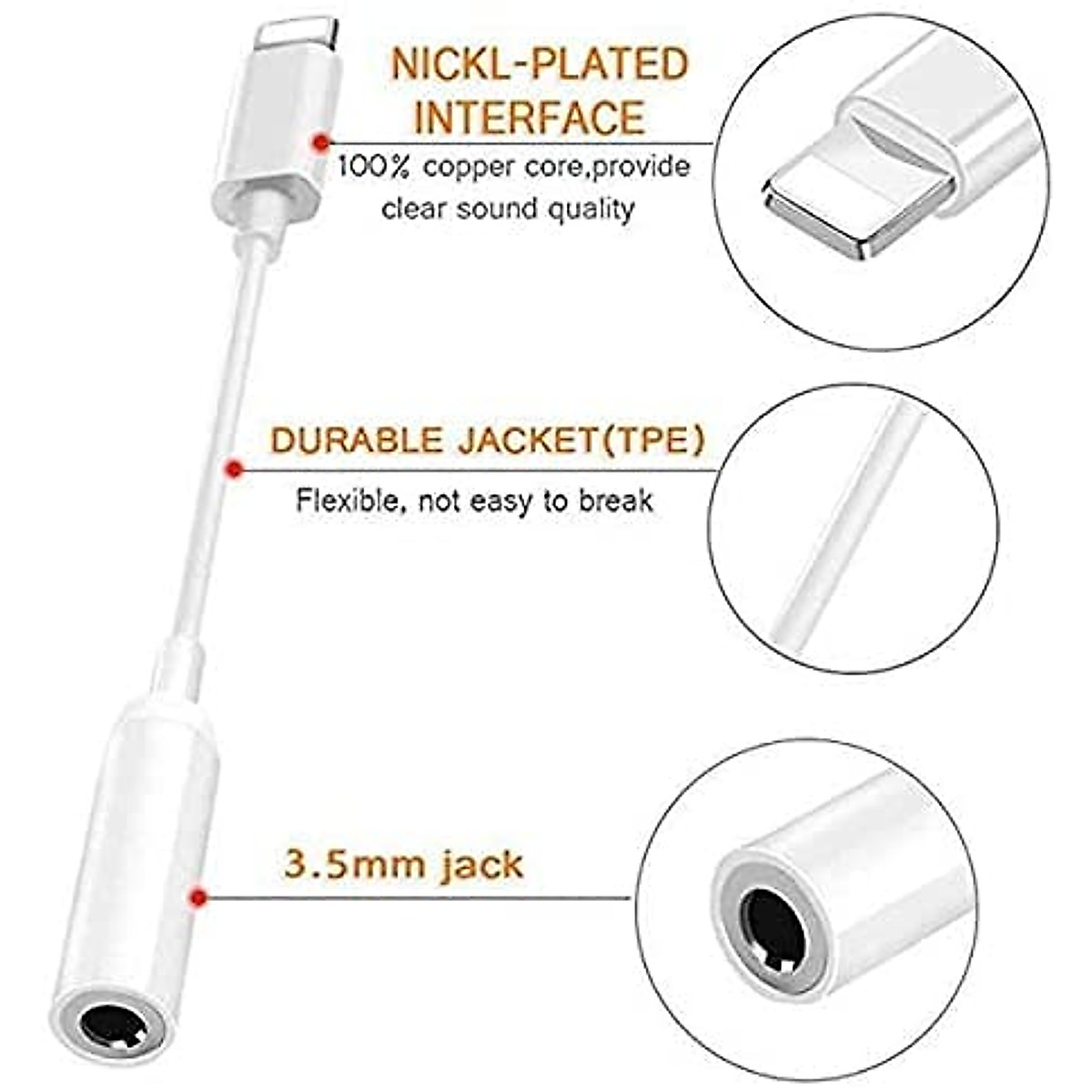 [Apple MFi Certified] Lightning to 3.5 mm Headphone Jack Adapter 3 Pack, Headphone Adapter for iPhone to 3.5mm Audio Aux Jack Adapter Dongle Cable Converter for iPhone 14 13 12 11 XR XS X 8 7 iPad