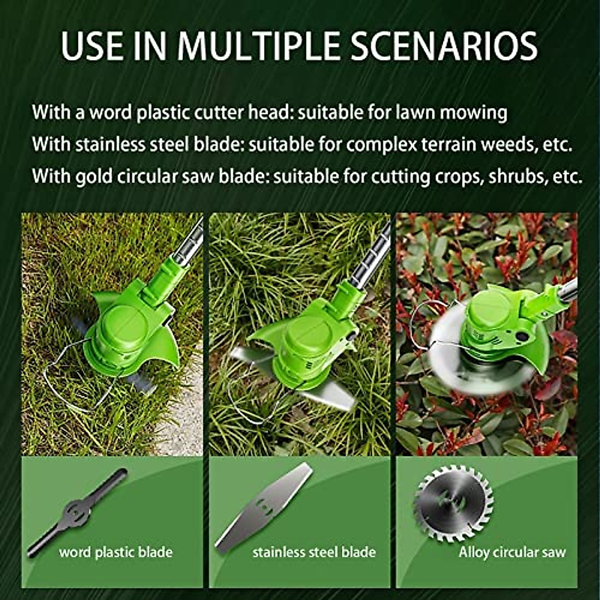 Electric Lawn Mowers , Weed Eater/Grass Edge Trimmer, Height Adjustable Cordless Electric Lawn Mower for Grass Trimming/Edging, Lawn and Garden Care