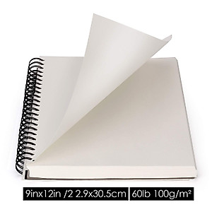 AGPTEK Sketch Book, Art Sketch Book 9''X12, 2 Packs (68lb/100g), Spiral Bound with Easy-to-Remove Pages, Great for Artists, Writers & Illustrators