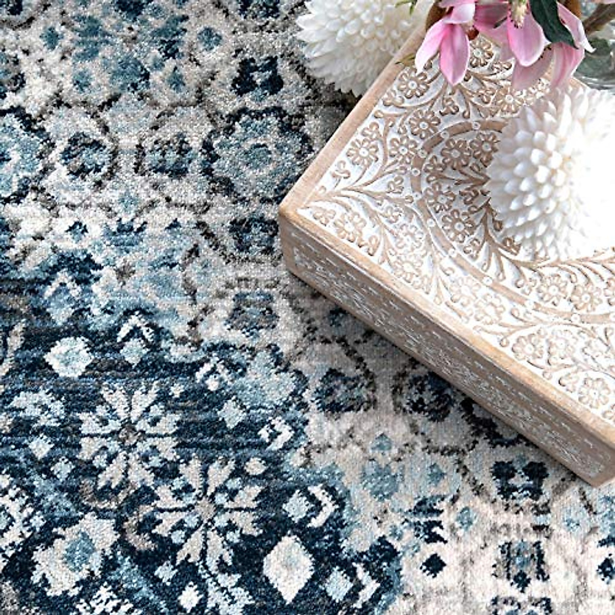 nuLOOM Vicki Vintage Runner Rug, 2' 6" x 8', Light Blue
