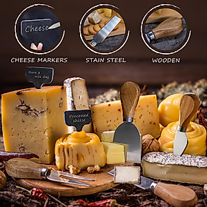 Cheese Knives Set,Stainless Steel Cheese Knife Collection Cheese Slicer Cheese Cutter Cheese Fork,Cheese Spreading Knife Cheese Markers for Charcuterie Boards Accessories Charcuterie Utensils