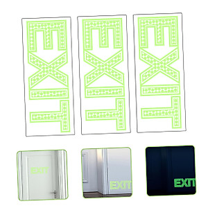 DOITOOL 3pcs Exit Sign Emblems Stickers Outdoor Signs Hotel Restaurant Exit Decal Warning Sticker Exit Sticker Indicator Floor Sticker Glowing Sticker Office Protector Luminous