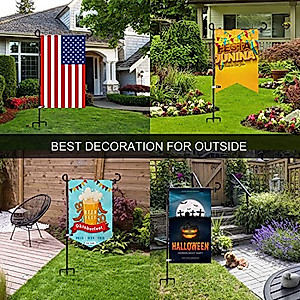 Upgraded Garden Flag Stand Banner Flagpole with 3 Prong Base, Black Wrought Iron Yard Garden Flag Pole - Holds Flags up to 12.5" in Width for Outdoor Garden Lawn