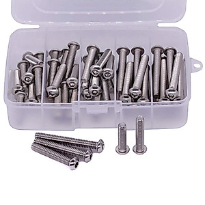 90 PCS Button Head Socket Head Cap Screws Bolts Assortment Kit, 1/4-20 UNC x 1/2",3/4",1",1-1/4", 1-1/2", 18-8 Stainless Steel 304, Allen Hex Drive