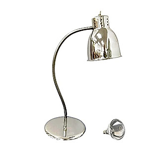 Table Top Food Heat Lamp with Single Bulbs Food Warmer Buffet Heating Lamp for Carving Station Commercial (Single Head(Silver))