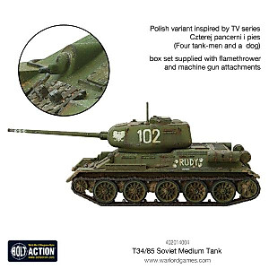Bolt Action Soviet T34/85 Medium Tank 1:56 WWII Military Wargaming Plastic Model Kit