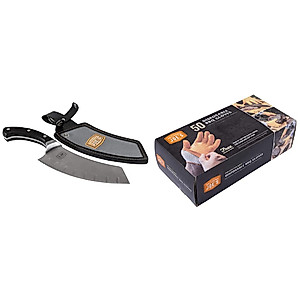 Oklahoma Joe's Blacksmith Cleaver & Chef Knife with Holster and Disposable BBQ Gloves, 50-count