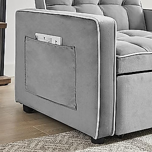 YUNLife 3 in 1 Convertible Loveseat Sofa with Pull-Out Sleeper&Adjsutable Backrest,Multi-Functional Folding Recliner Accent Futon Sofá Chair,Upholstered Lounge Chaise Couch Armchair for Living Room