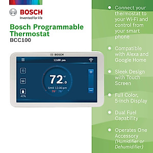 Bosch BCC100 Connected Control Smart Phone Wi-Fi Thermostat - Works with Alexa - Touch Screen, 5.2 x 3.08 x 1 inches & Refrigeration Technologies RT201B Nylog Gasket/Thread Sealant, 30 ml (1 Pack)