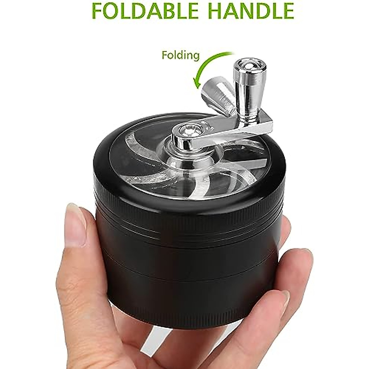 Herb Grinder, 2.5 inch 4 Layers with Zinc Alloy Manual Handle Grinder Kitchen Spice Grinder
