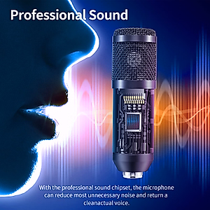 Caattiilaa USB Microphone - Condenser Mic with Professional Sound Chipset, Cardioid Pickup, Easy Installation, Compatible with Laptops, PCs, and Mobile Phones