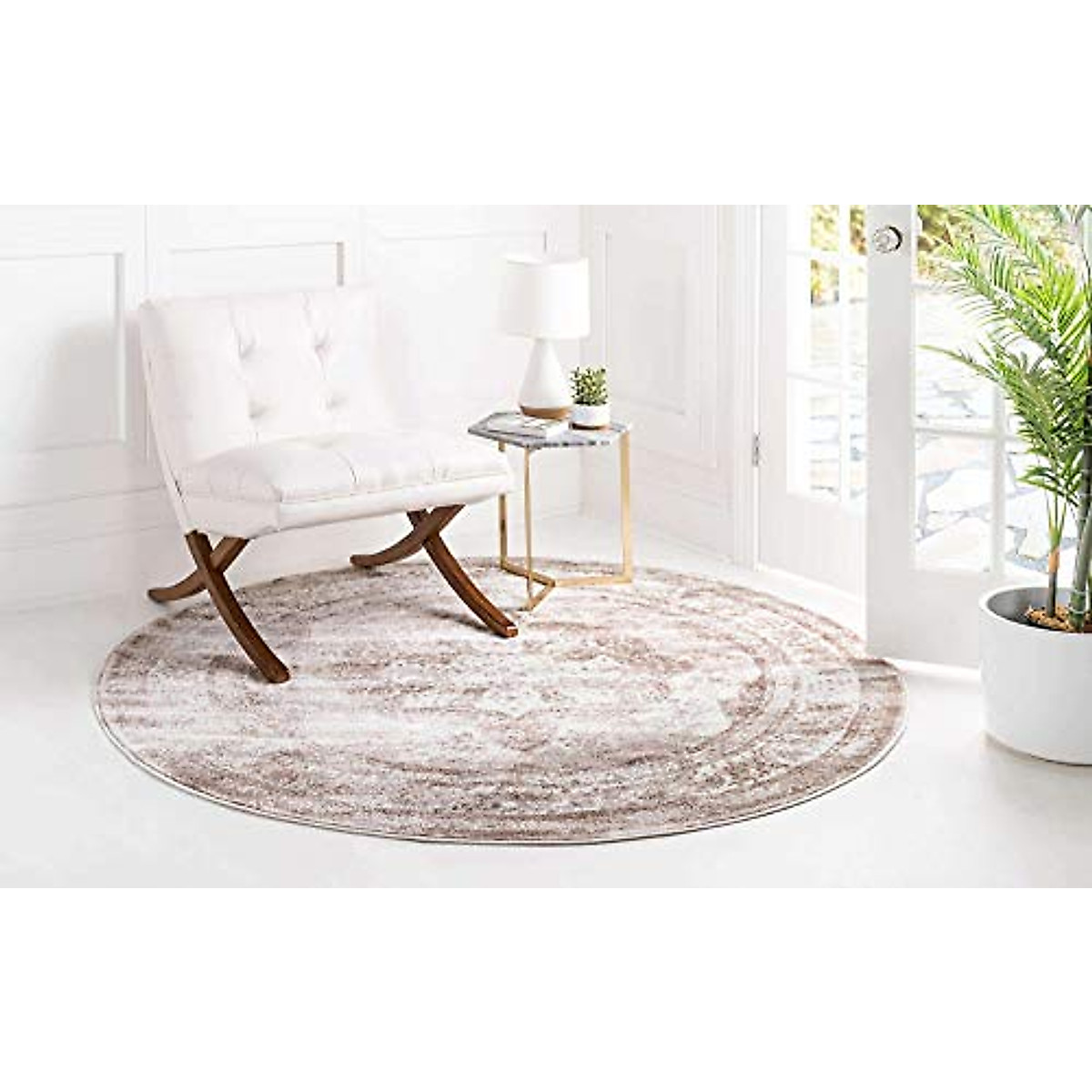 Unique Loom Sofia Collection Area Rug - Salle Garnier (4' 1" Round, Beige/ Ivory)