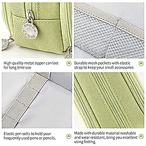 CICIMELON 2PC Pencil Case Big Capacity Pen Bag Pouch Stationery Organizer with Zipper for School Students Office Women Green