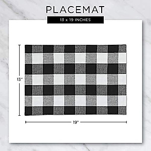 DII Buffalo Check Collection, Classic Farmhouse Tabletop Set, Placemat Set, 13x19, Gray & White, 6 Piece