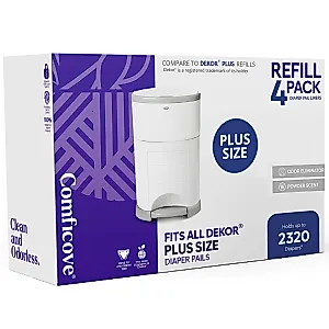COMFICOVE Refills Compatible with DEKOR PLUS Diaper Pails | 4 Pack | Extra Thick Diaper Pail Refill Liners | Fresh Scent | Easy to Replace and Dispose of Diaper Bag | Odorless Baby Diapers Disposal