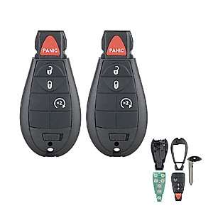 Aupoko GQ4-53T 4 Buttons Keyless Entry Fob, 2 PC Programmable Remote Keys, Replace# 56046955,56046955AG, 56046955AA, 56046955AB, Compatible with 2013-2018 Dodge Ram 1500 2500 3500