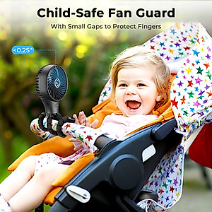 PANERGY Portable Stroller Fan, Rechargeable Battery Powered Oscillating Fan, Baby Fan with 3 Powerful & Quiet Speeds, 90° Oscillation, Flexible Tripod for Stroller, Car, Seat, Crib, Travel