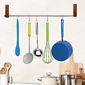 Vin Beauty 6 Pcs PU Leather Wall Hooks Wall Hanging Strap Leather Curtain Rod Holder Leather Straps Hanger Towel Leather Hook for Towel Bathroom Kitchen Bedroom