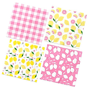 Pink Lemon Party Supplies,40Pcs Lemon Party Napkins Summer Fruit Party Decoration Pink Lemonade Theme Decoration for Lemon Baby Shower,Bridal Shower Party