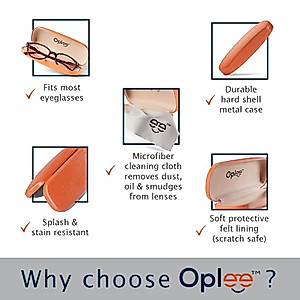 Oplee™ Hard Shell Eyeglass Case with Grey Microfiber Cloth (Black)