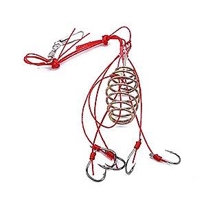 luckxuan Fishing Hooks 4 Pcs/Set Fishing Hook Bait Spring Hanging Tackle Stainless Steel Feeder Lure Olive Shape Fish Tools Accessories Fish Hook (Color : As Show, Model Number : 9#)