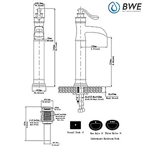 BWE Waterfall Spout Oil Rubbed Bronze Single Handle One Hole Bathroom Sink Vessel Faucet ORB Lavatory Faucets Deck Mount Tall Body Commercial