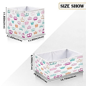 Kigai Princess Crown Open Home Storage Bins, for Home Organization and Storage, Toy Storage Cube, Collapsible Closet Storage Bins, with Small Handles, 11.02"L x 11.02"W x 11.02"H