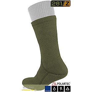 281Z Military Warm 8 inch Boot Liner Socks - Outdoor Tactical Hiking Sport - Polartec Fleece Winter Socks (Large, Olive Green)